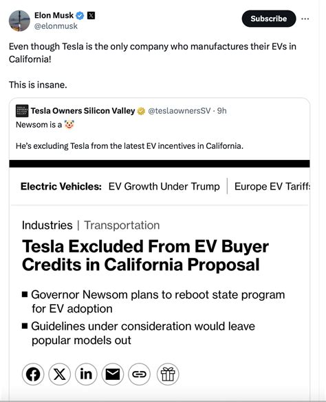 Newsoms Proposed Ev Credit May Cut Out Tesla According To New Plan