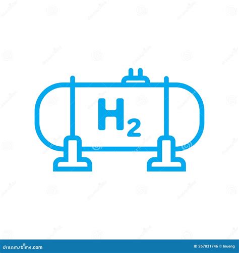 Blue Hydrogen Tank Line Icon Hydrogen Fuel Storage Industrial