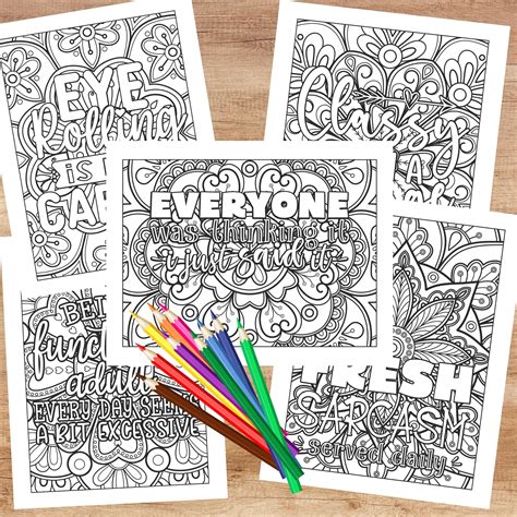 75 Funny Coloring Pages For Adults Printable Sarcastic Etsy