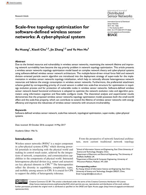 Pdf Scale Free Topology Optimization For Software Defined Wireless Sensor Networks A Cyber