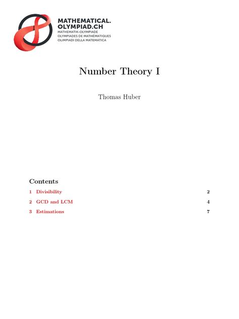 Number Theory 1 Script En Pdf Mathematics Algebra