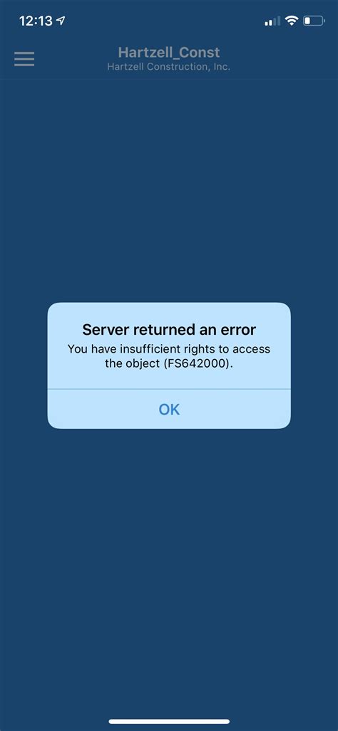 Server Returned An Error You Have Insufficient Rights To Access The