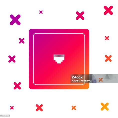 Warna Tanda Soket Ethernet Port Jaringan Ikon Soket Kabel Terisolasi Pada Latar Belakang Putih