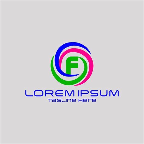 둥근 원형 로고 디자인 벡터가 있는 문자 F 프리미엄 벡터