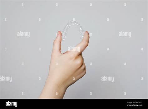 Invisible Orthodontics Cosmetic Brackets In Human Hand Tooth Aligners Plastic Braces Modern