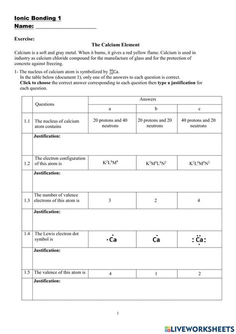Ionic Bond Worksheet Live Worksheets Worksheets Library