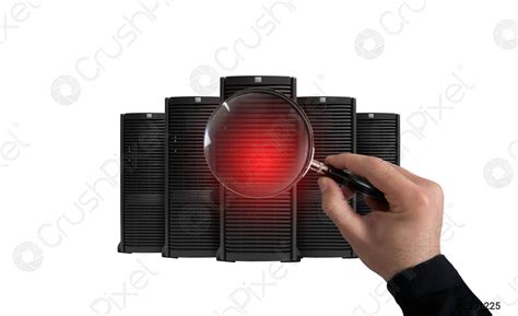 Hacker With Magnifier Lens Try To Read Illegally Protected Information