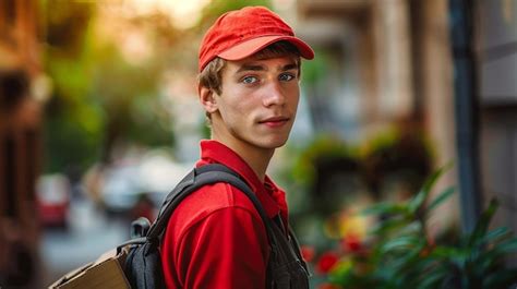 Young Indian Delivery Boy With Parcel On Road Premium Ai Generated Image