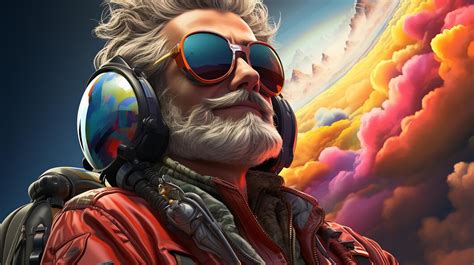 Premium Photo Fantasy Pilot In The Sky Rainbow Light Bright