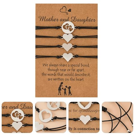 סט צמידי אמא בת צמידי כרטיסים תואמים בצורת לב מתנות לאמהות אמא אמא הורה ילד צמידי אריגה צמידי