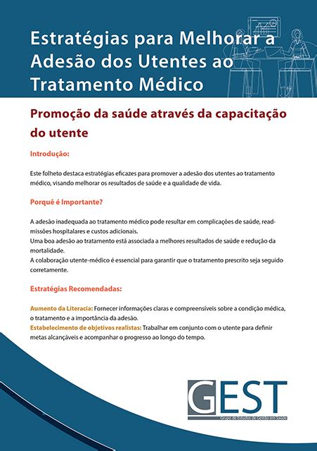 Folheto Estratégias Para Melhorar A Adesão Dos Utentes Ao Tratamento