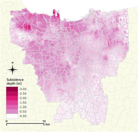 Spatial Distribution Of Projected Total Land Subsidence Budiyono 2016 Download Scientific
