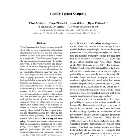Locally Typical Sampling Acl Anthology