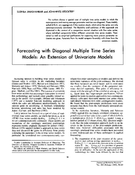 pdf forecasting with diagonal multiple time series models an