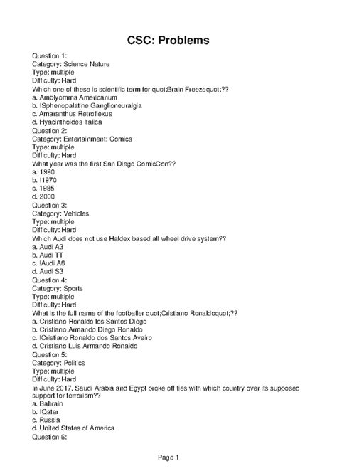 CSC Info CSC Info CSC Info CSC Info CSC Problems Question Category