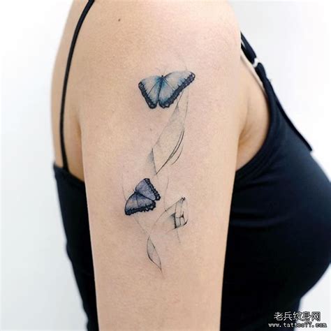 手臂小清新蝴蝶纹身图案