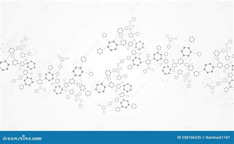 Modern Science Background With Lines Dots And Hexagons Wave Flow