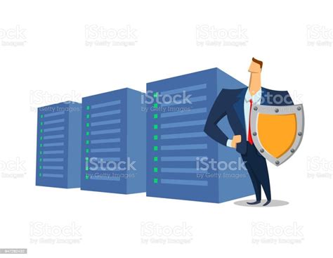 Gdpr 개념 그림입니다 일반 데이터 보호 규칙입니다 개인정보의 보호입니다 서버 및 보안 가드 흰색 절연입니다 보안 직원에 대한 스톡 벡터 아트 및 기타 이미지 Istock