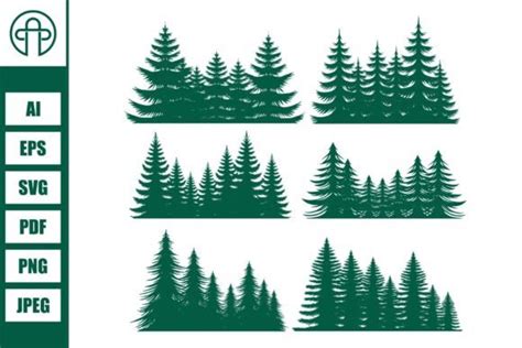 Pine Tree Silhouette Element Set Graphic By Andypp Creative Fabrica