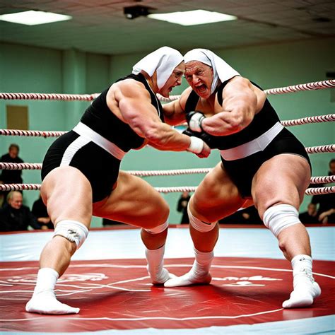 Two Nuns Wearing Heavy Bulky White Socks Wrestling By Rainman9902 On