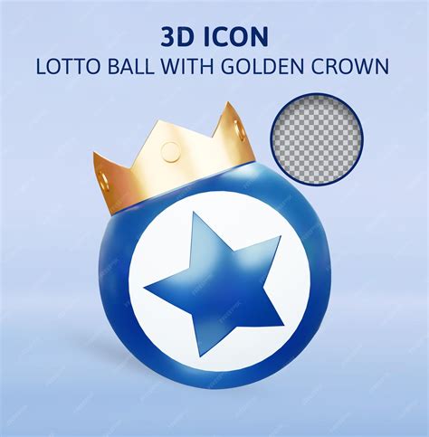 황금 왕관 3d 렌더링 일러스트와 함께 로또 공 프리미엄 Psd 파일