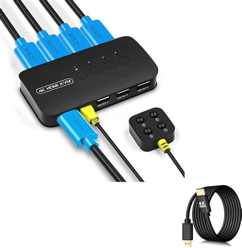 Amazon Com DGODRT Port HDMI KVM Switch K Hz HDMI Cable FT K Hz Pcs Electronics