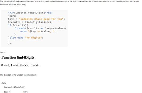 Solved The Following Php Code Extracts The Digits From A