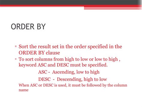 Sql Select Clause Ppt Databases Computer Software And Applications