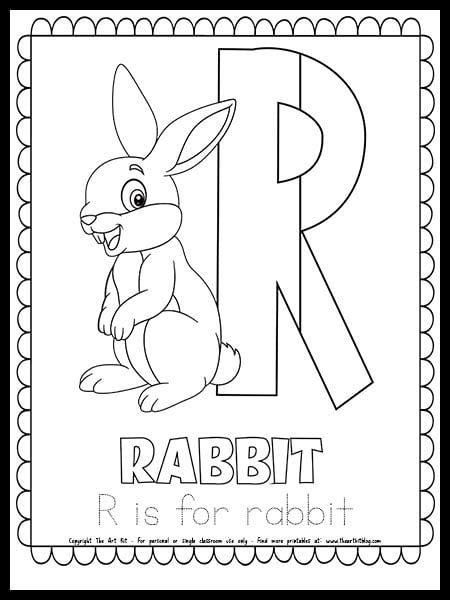 Letter R Is For Rabbit Coloring Page