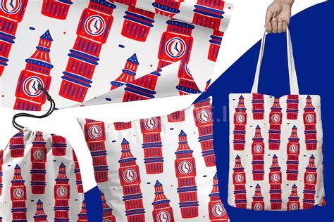 دانلود پترن ساعت بیگ بن Big Ben Seamless Pattern تایم کد