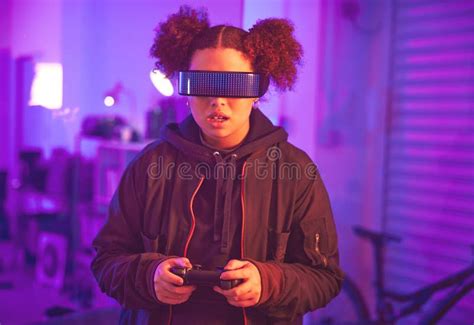 Metaverse Virtual Reality And Gaming Girl With Gamepad Innovation And