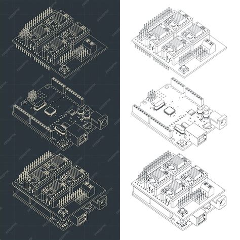 Premium Vector Arduino Uno And Cnc Shield Drawings