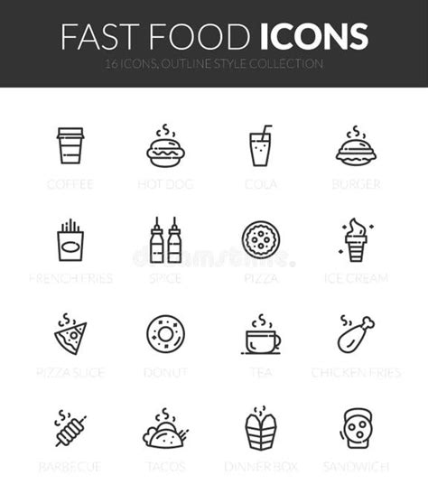 Outline Black Icons Set In Thin Modern Design Style Stock Vector