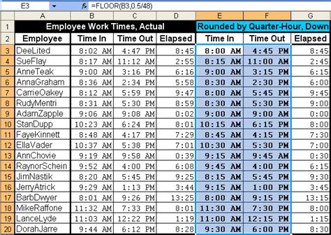 Toms Tutorials For Excel Rounding Times Of Day By The Quarter Hour