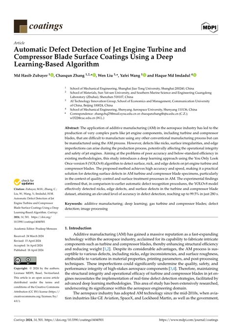 PDF Automatic Defect Detection Of Jet Engine Turbine And Compressor
