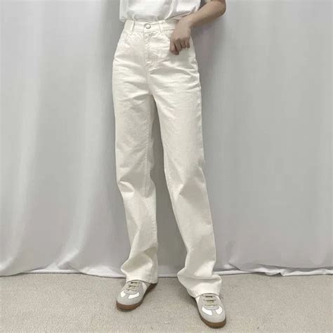 여성 여자 봄 여름 가을 사계절 화이트 베이지 블랙 코튼 일자 와이드 팬츠 면바지핑크선셋2