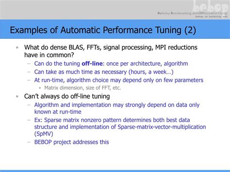 Ppt Automatic Performance Tuning Sparse Matrix Kernels Powerpoint