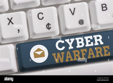 Word Writing Text Cyber Warfare Business Concept For Virtual War Hackers System Attacks Digital
