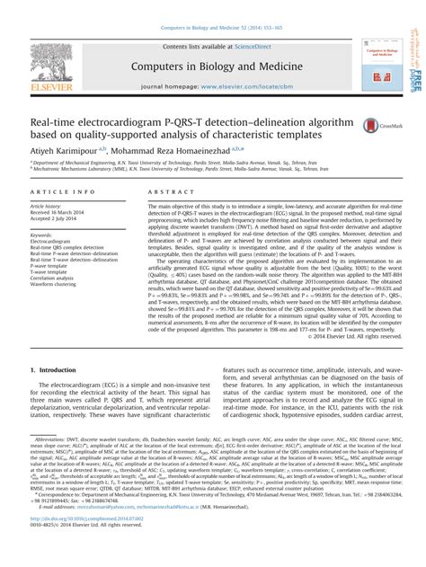 Pdf A Human Electrocardiogram Signal Processing Algorithm For Real