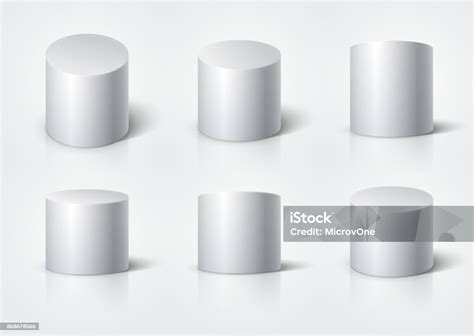 화이트 현실적인 실린더 빈 서 라운드 연단 격리 3d 도형 벡터 세트 원기둥에 대한 스톡 벡터 아트 및 기타 이미지 원기둥 3차원 형태 그림자 Istock