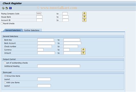 FCHN SAP Tcode Check Register