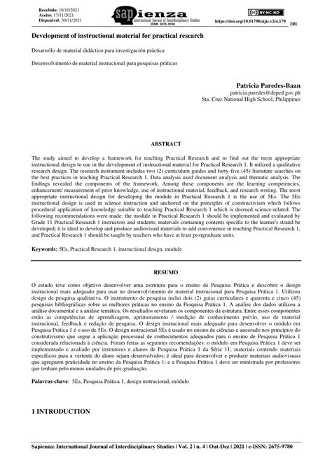 Pdf Development Of Instructional Material For Practical Research 1