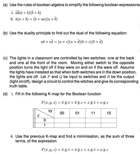 Solved A Use The Rules Of Boolean Algebra To Simplify The