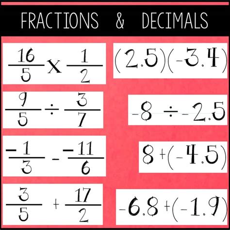 Adding Subtracting Multiplying And Dividing Rational Numbers Chain