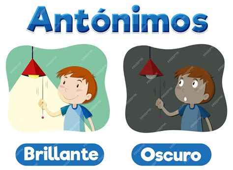 Educación En Español Brillante Y Oscura Antónimos Vector Gratis