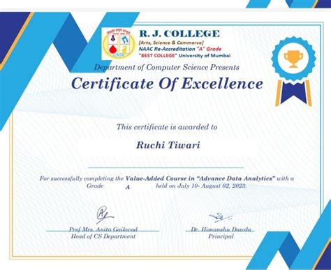 the completed data analytics course covered a comprehensive range of tools and techniques for