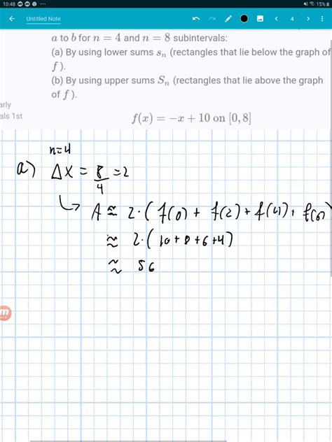 SOLVED Approximate The Area A Under The Graph Of Each Function F From A To B For N And N