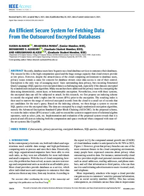 Pdf An Efficient Secure System For Fetching Data From The Outsourced