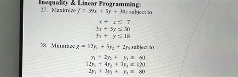 Solved Inequality And Linear Programming 27 Maximize