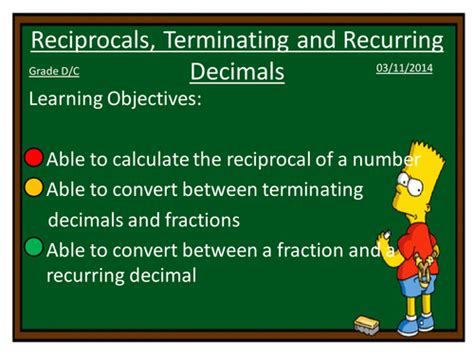 Reciprocals Terminating And Recurring Decimals Teaching Resources